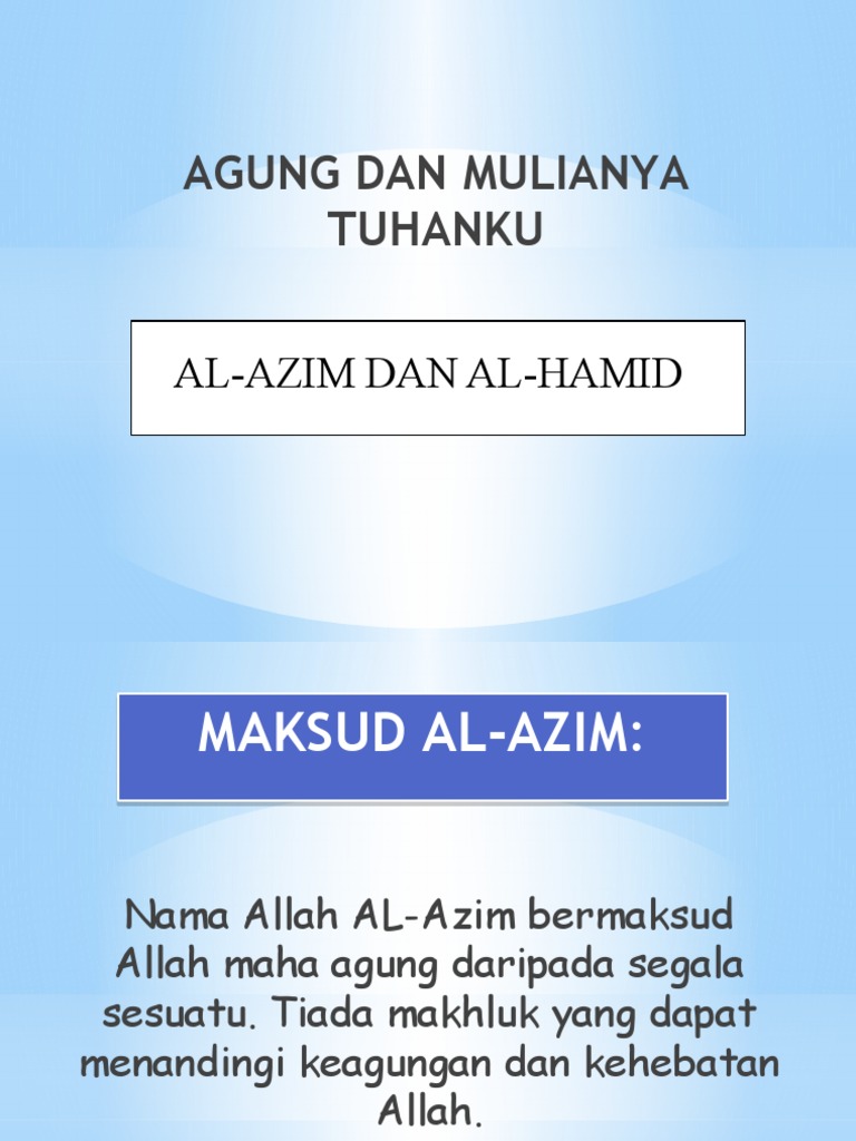 Akidah THN 4 Al Azim & Al Hamid | PDF