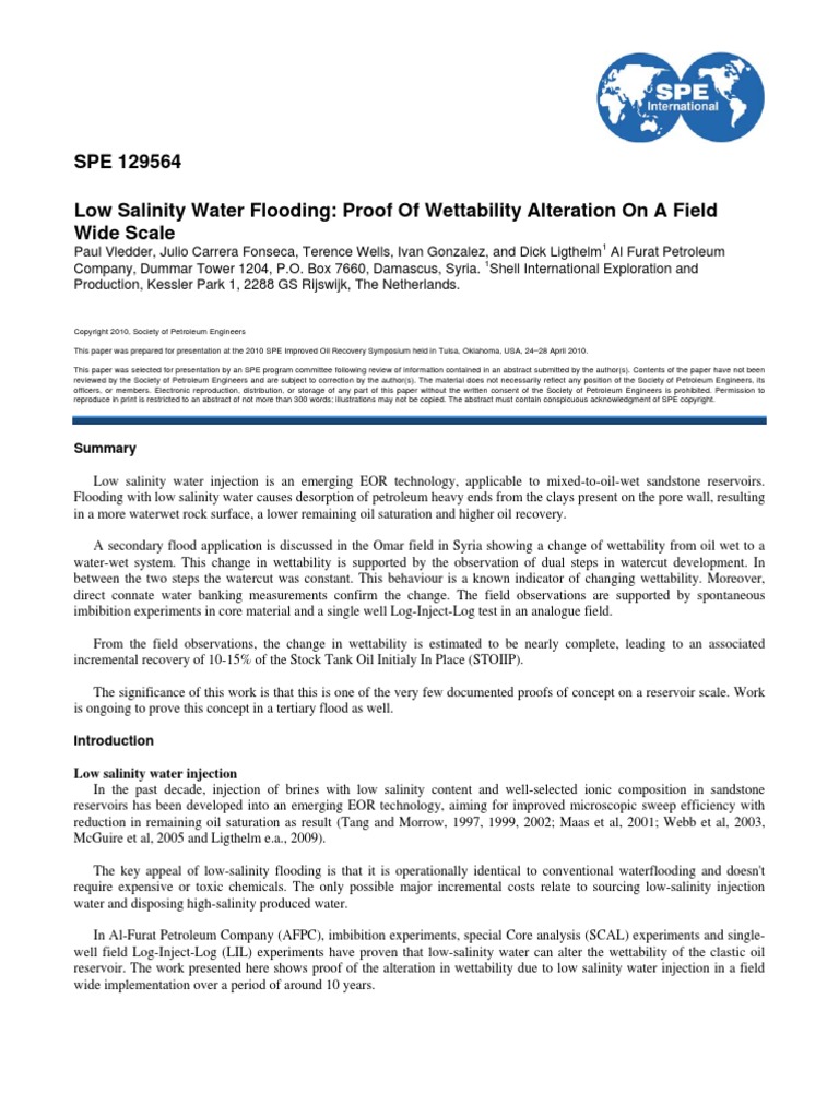 129564-ms - Low Salinity Water Flooding Proof of Wettability Alteration ...