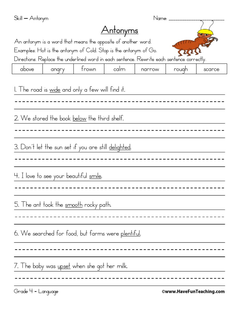 Antonyms Worksheet | PDF | Foreign Language Studies | Poetry