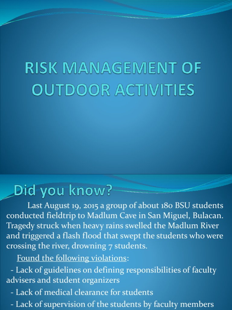 Risk Management in Student Field Trips | PDF | Hazards | Risk