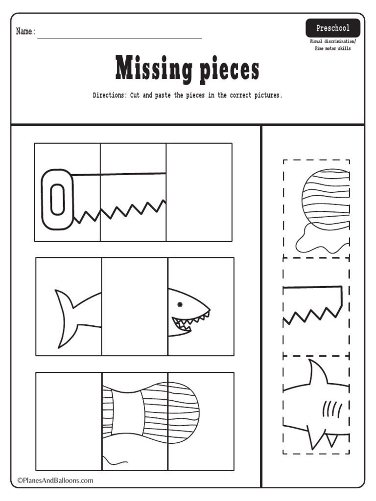 Preschool Missing Parts Worksheets | PDF