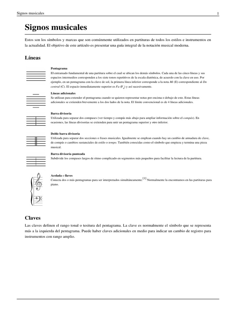 Signos Musicales PDF | PDF | Clave | Notación musical