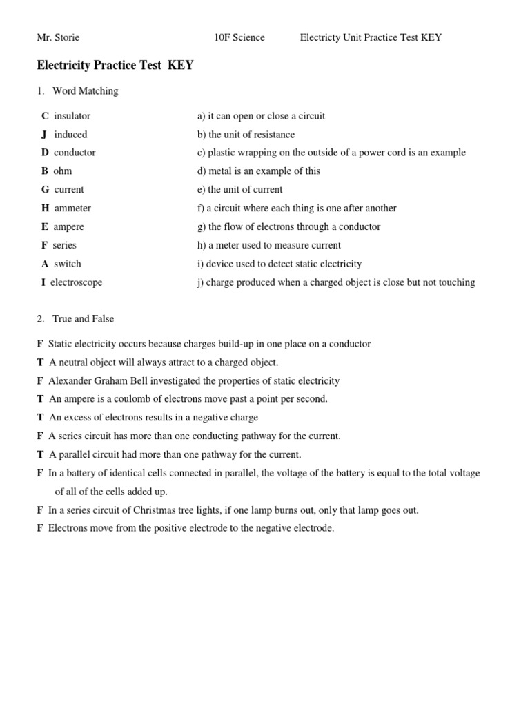 SNC1D Electricity Test 4 PDF | Download Free PDF | Series And Parallel ...