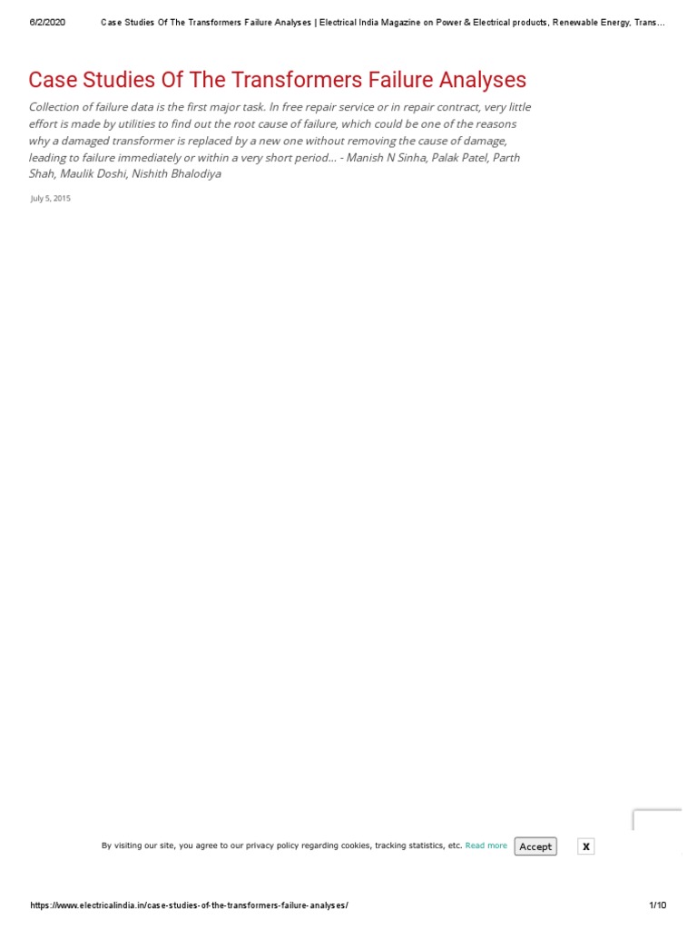 Case Studies of The Transformers Failure Analyses: July 5, 2015 | PDF ...