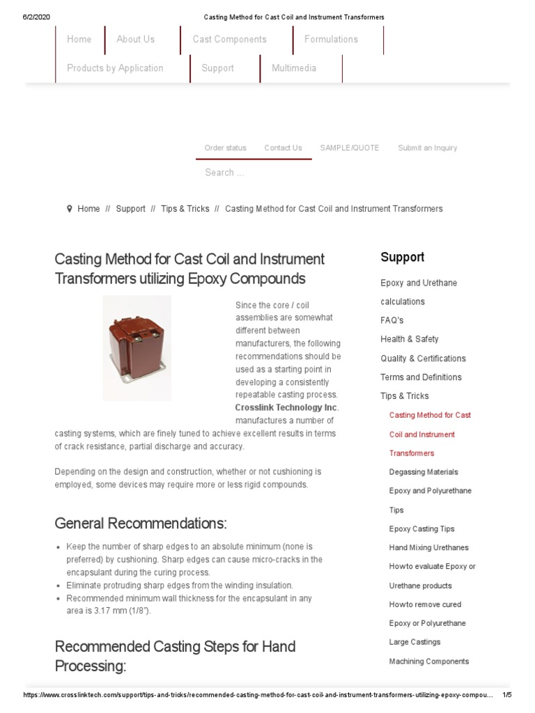 Casting Method For Cast Coil and Instrument Transformers PDF | PDF ...