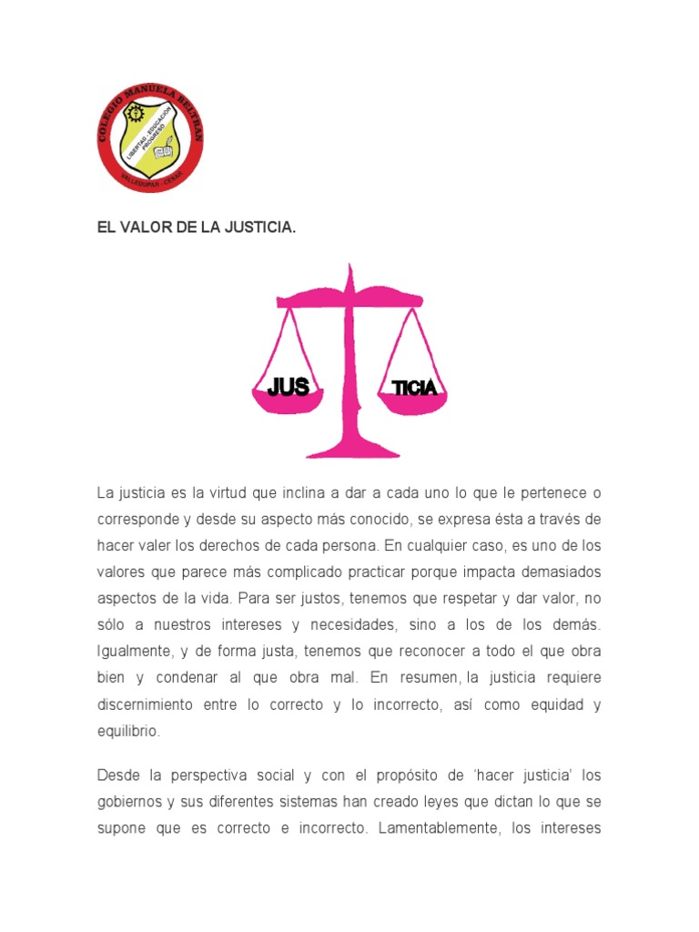 El Valor de La Justicia. | PDF | Bienestar | Justicia