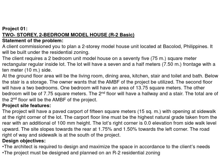 Project 01: Two-Storey, 2-Bedroom Model House (R-2 Basic) Statement of ...