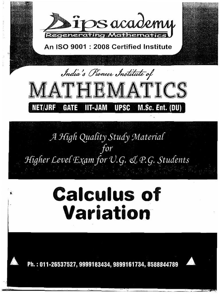 Calculus of Variations Dips PDF | PDF