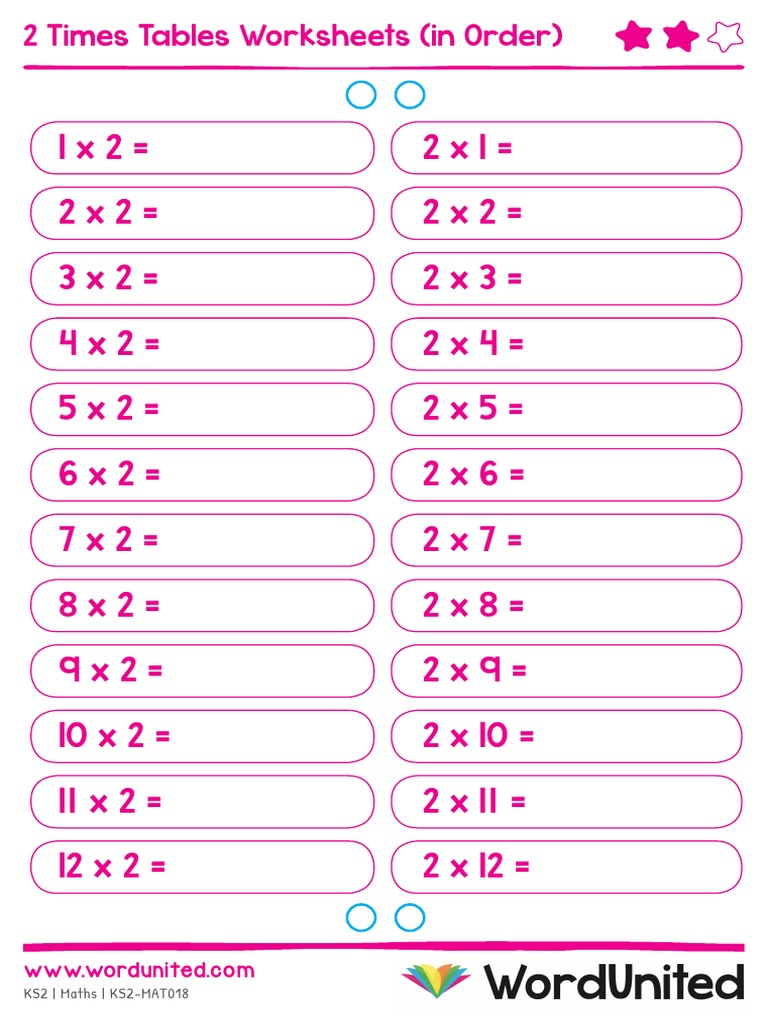 KS2 MAT018 2 Times Tables Worksheets Order Random | PDF