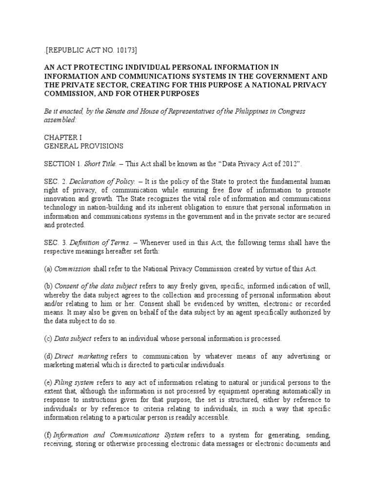 Data Privacy Act | PDF | Information Privacy | Regulatory Compliance