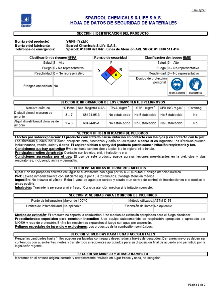 Ficha Tecnica Desinfectante | PDF | Agua | Química