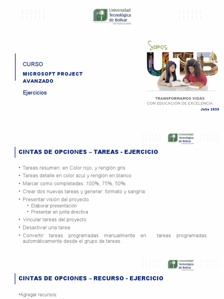 MS Project Avanzado - Ejercicios | PDF