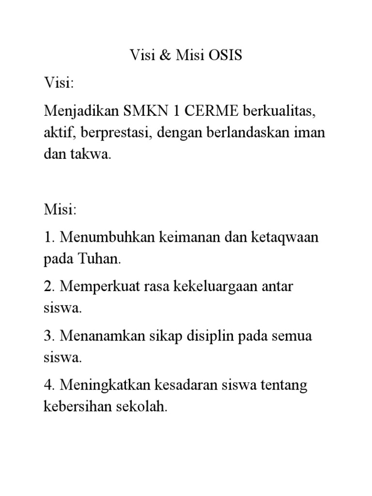 Visi & Misi OSIS | PDF | Karier & Perkembangan