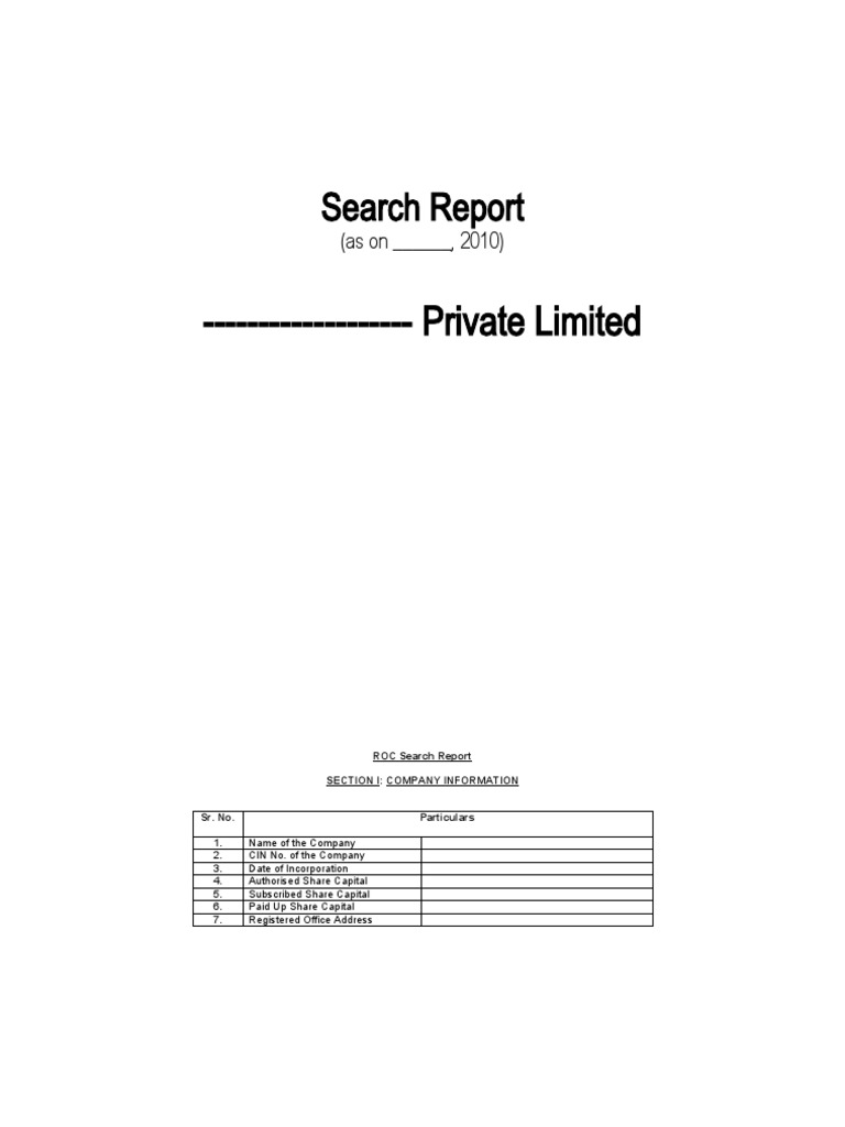ROC Company Search Report Format | PDF | Corporations | Companies