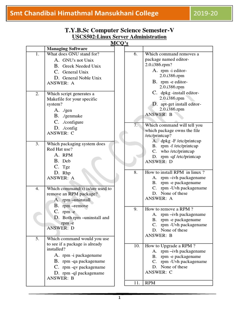Ty Linux MCQ | PDF | Internet Protocol Suite | File System