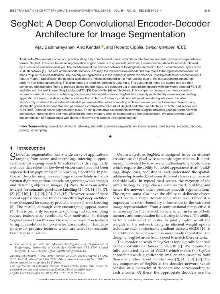 SegNet: A Deep Convolutional Encoder-Decoder Architecture For Image ...