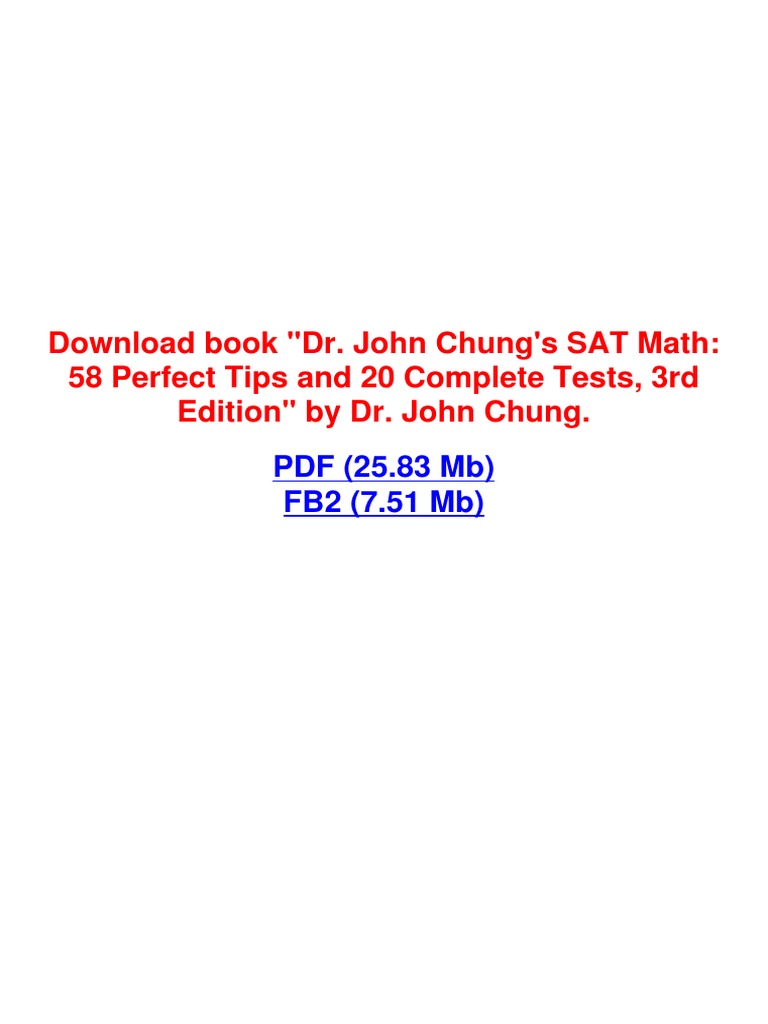 Book "Dr. John Chung's SAT Math: 58 Perfect Tips and 20 Complete Tests ...
