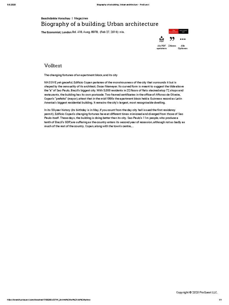 Biography of A Building Urban Architecture - ProQuest PDF | PDF