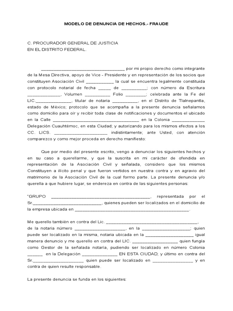 Denuncia de Fraude en Asociación Civil | PDF | Cheque | Justicia