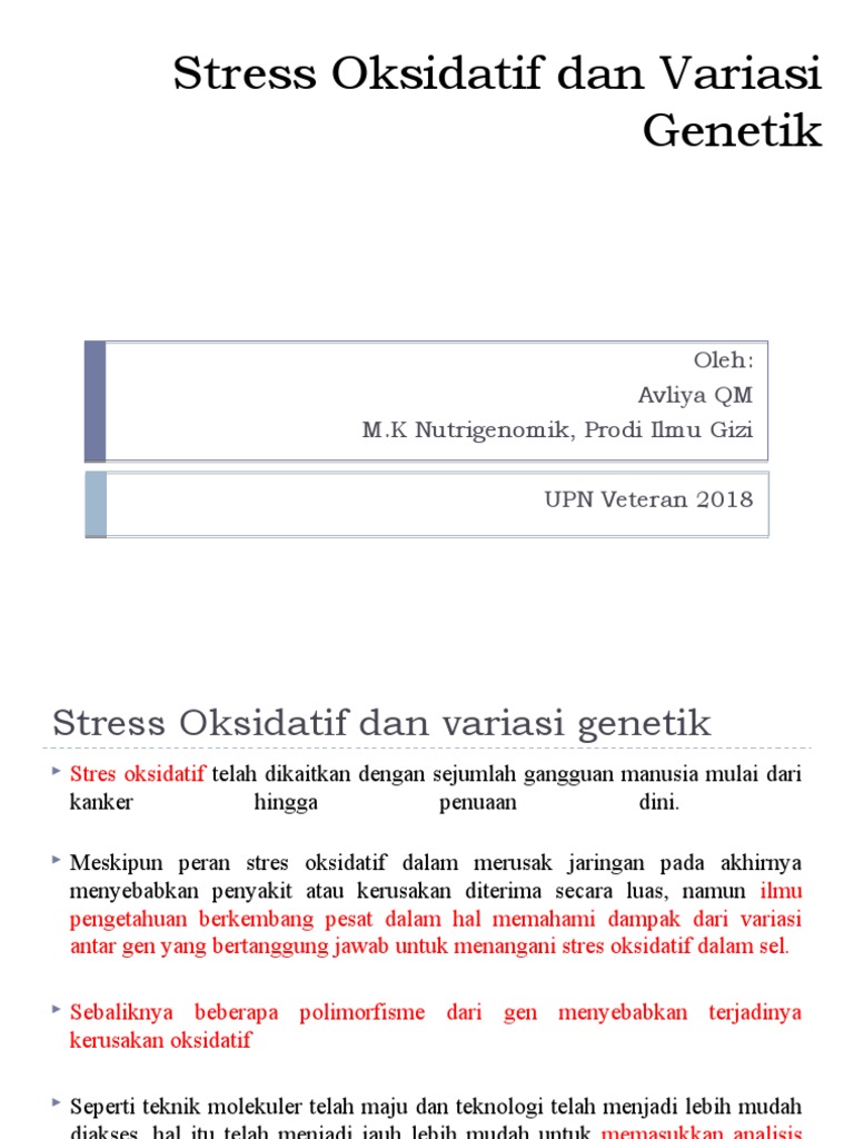 Stress Oksidatif Dan Variasi Genetik | PDF