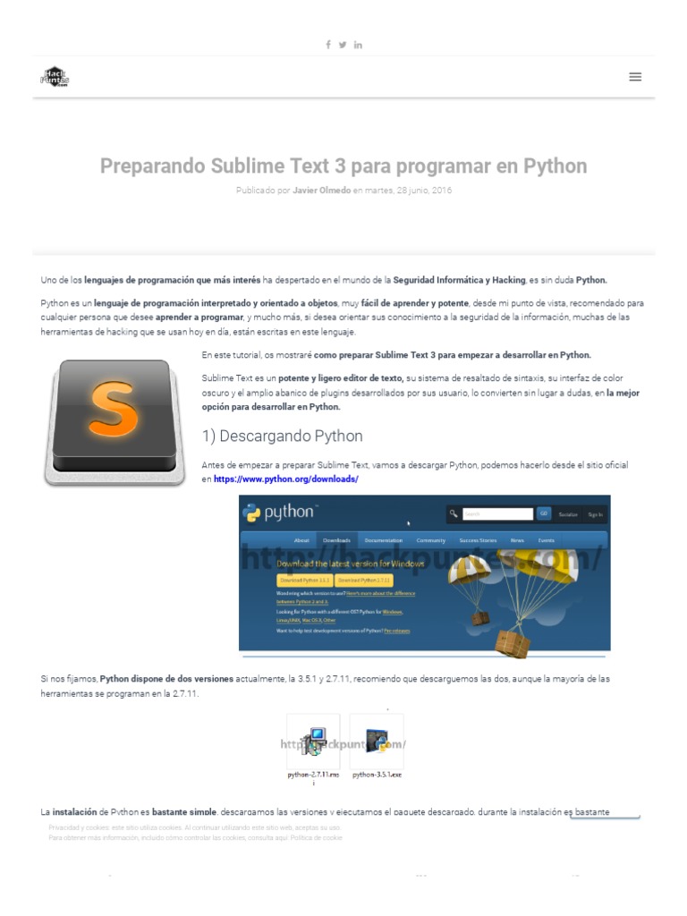 Configura Sublime Text 3 para Python | PDF | Python (lenguaje de programación) | Cookie HTTP