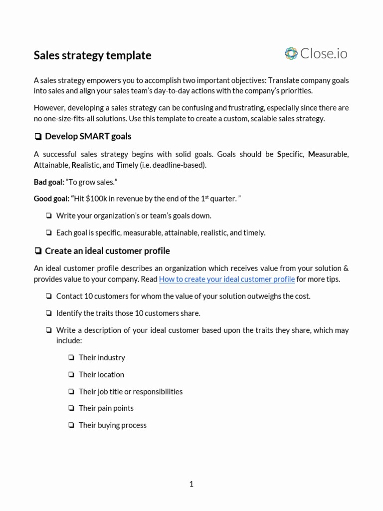 Sales Strategy Template PDF | PDF | Sales | Customer Relationship ...
