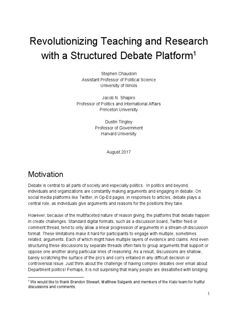 Revolutionizing Teaching and Research With A Structured Debate Platform ...