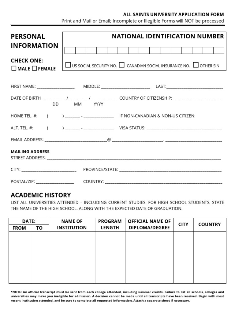 All Saints Application Form 2 | PDF | Government