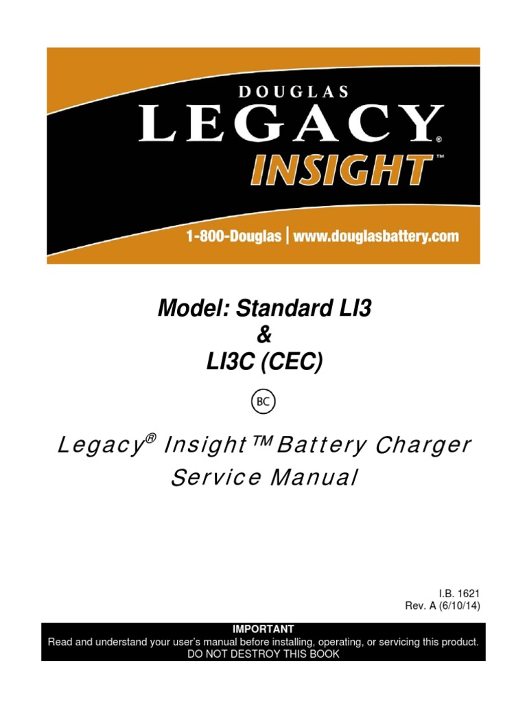 Legacy Insight Battery Charger Service Manual - Models LI3 and LI3C | PDF | Battery Charger ...