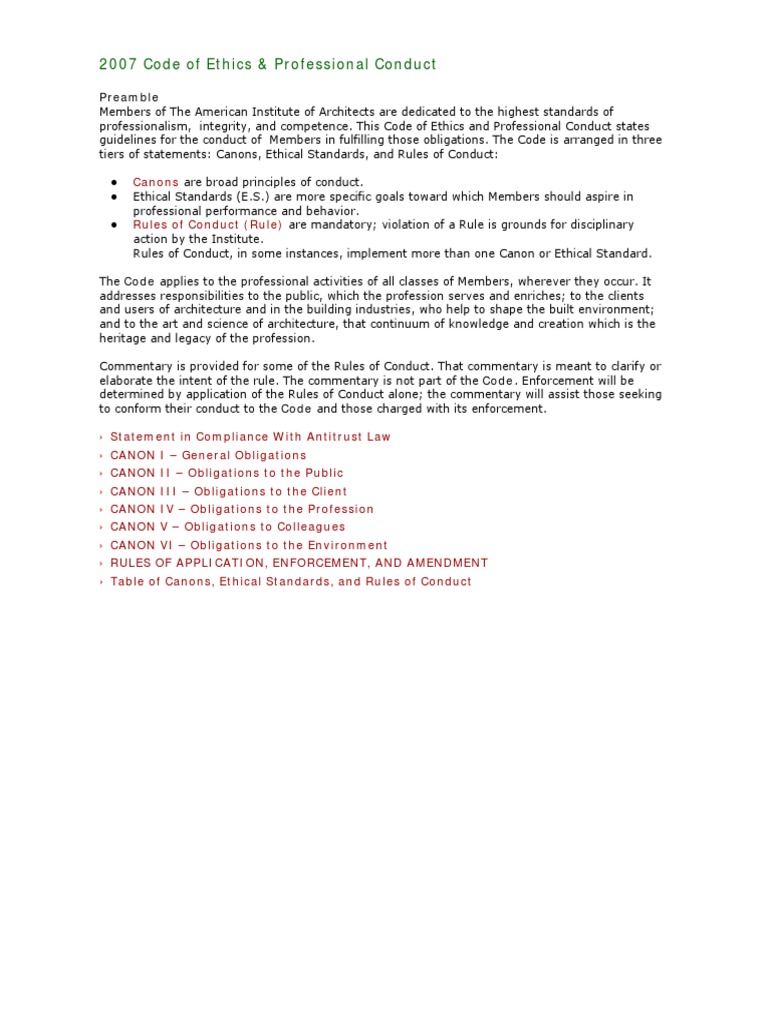 AIA Code of Ethics and Comments | PDF | Conflict Of Interest ...