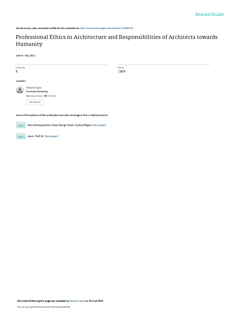 Professional Ethics in Architecture | PDF | Architect | Professional Ethics