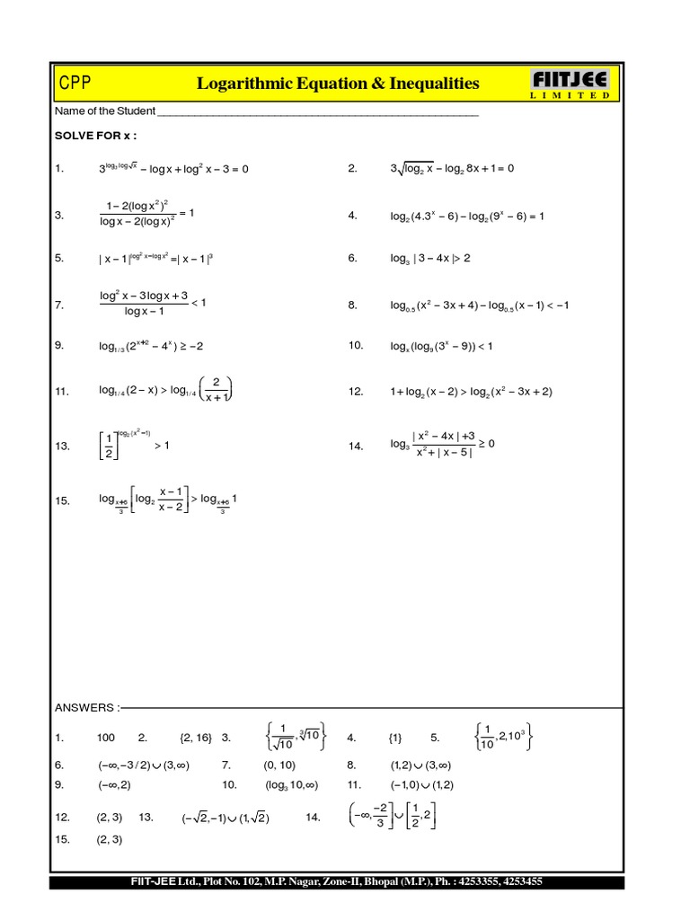 17 - CPP - Logarithm Equation and Inequation | PDF | Logarithm | Number Theory