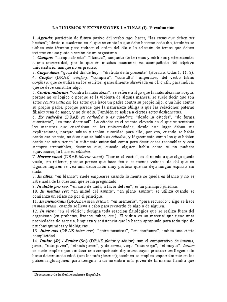 Latinismos y Expresiones Latinas | PDF | Quórum | Verbo