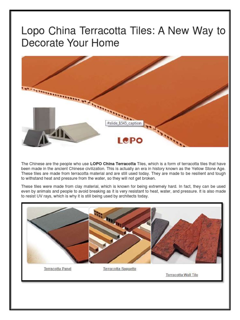 Lopo Terracotta - Looking For LOPO CHINA Terracotta Tile? | PDF | Tile ...