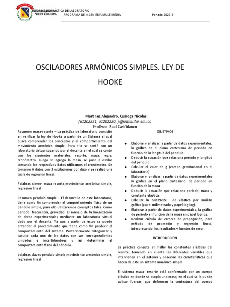 2020 2 Plantilla Ieee Informes Umng Pdf Péndulo Oscilación