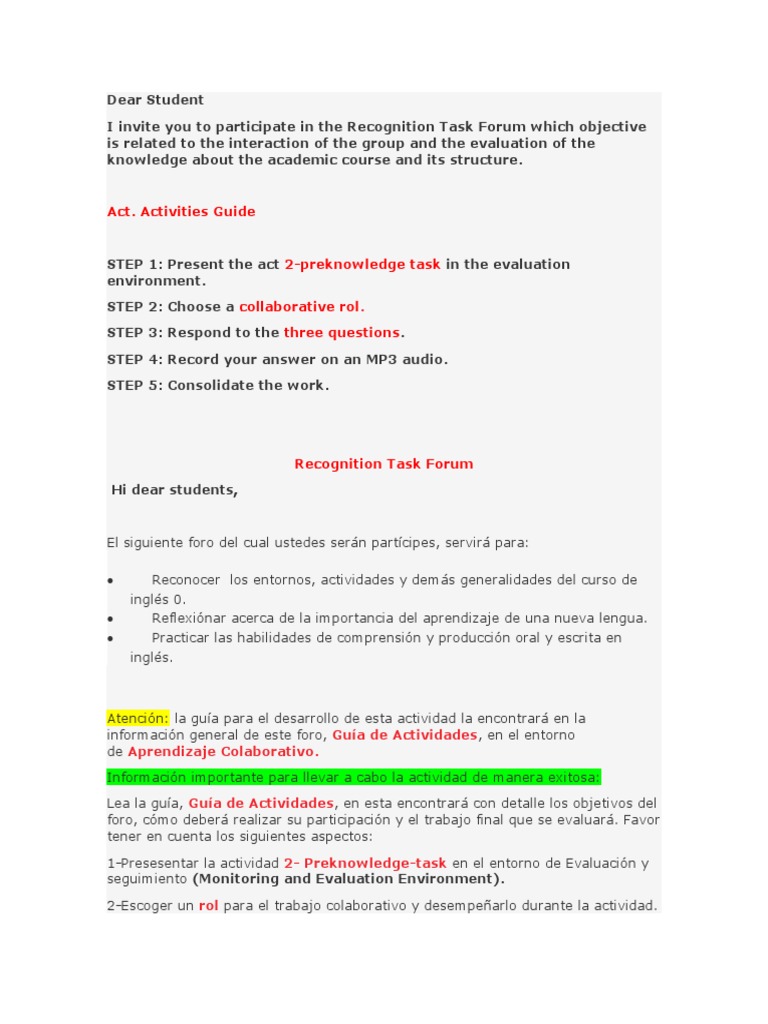 Dear Student - Docxactividad 1 Ingles | Descargar gratis PDF ...
