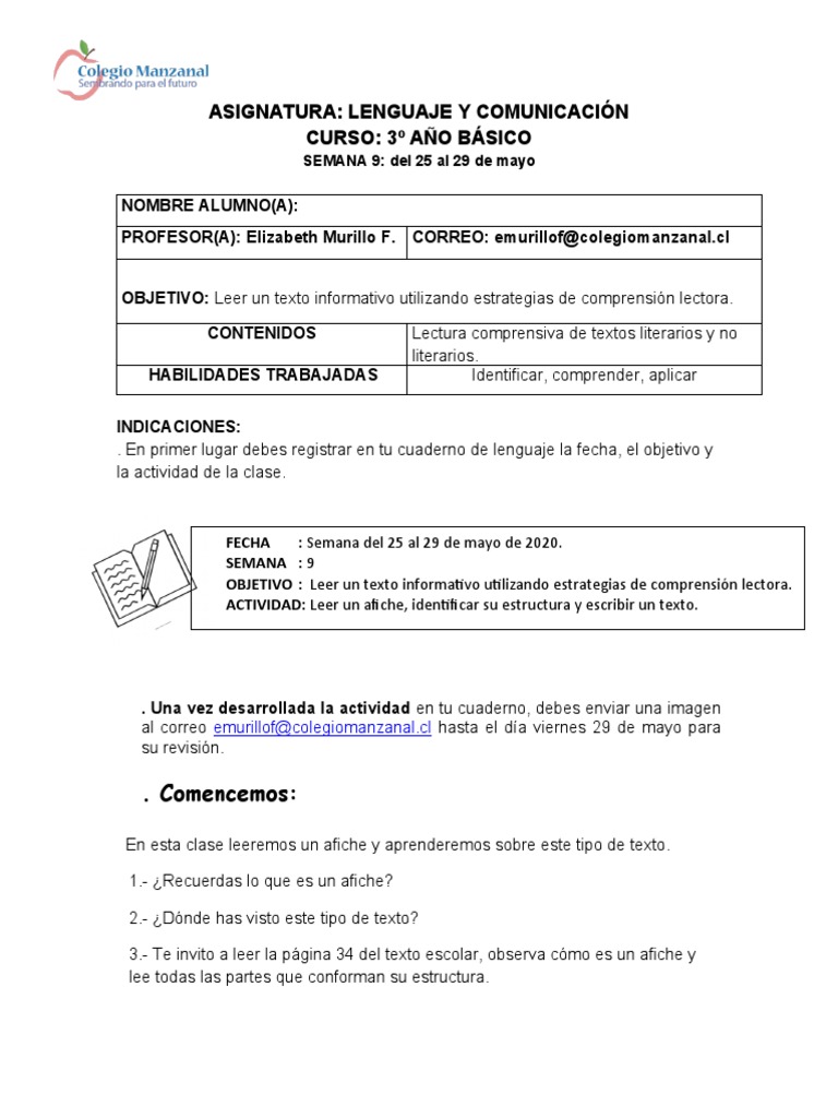 Semana 9 - Lenguaje | PDF | Póster | Cuaderno