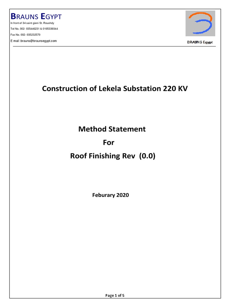 Method Statement For Roof Finishing | PDF | Tile | Concrete
