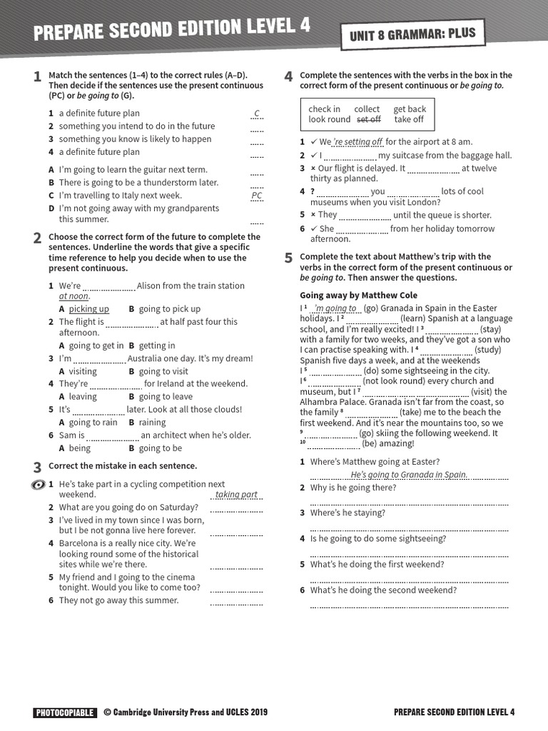 Prepare Second Edition Level 4: Unit 8 Grammar: Plus | PDF | Semiotics ...