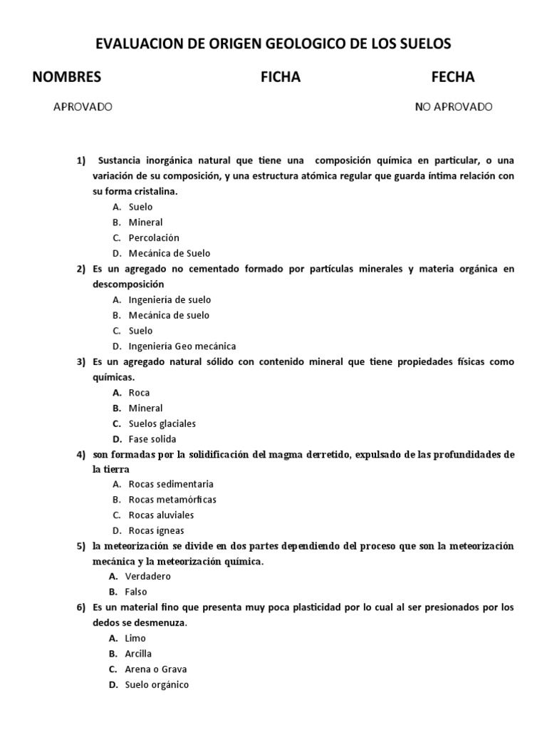 Evaluación del Origen de los Suelos | PDF | Suelo | Roca (geología)