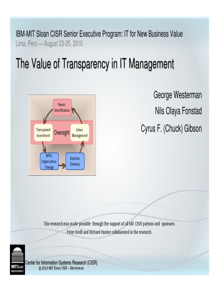 The Value of Transparency in IT Management | PDF | Transparency ...