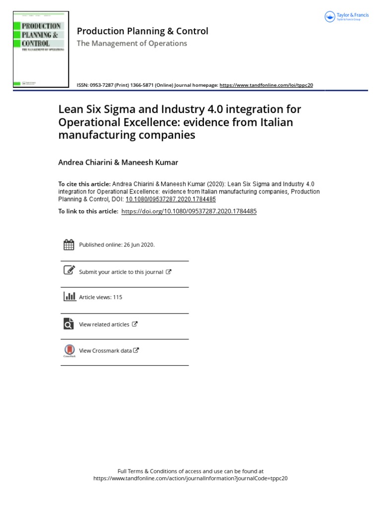 Lean Six Sigma And Industry 4 0 Integration For Operational Excellence