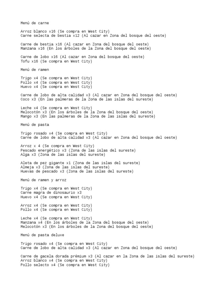 Menus Completos DBZ | PDF