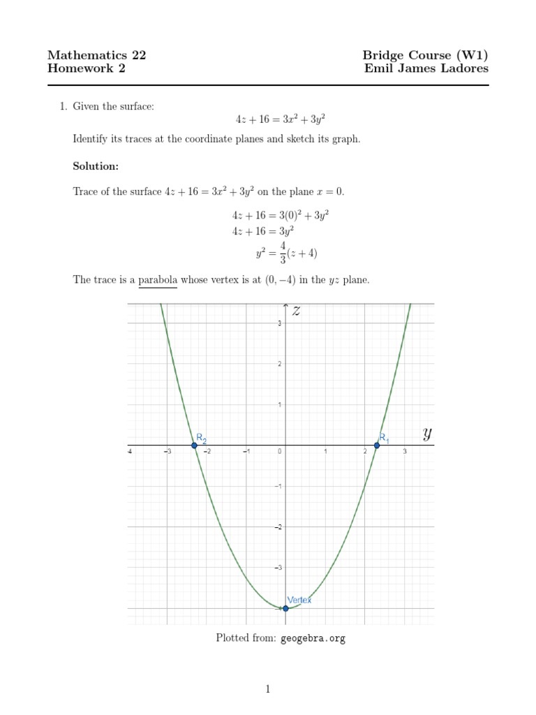 Calculus II Course Notes (Traces of Surfaces) | PDF | Geometric Objects ... Calculus II Course Notes (Traces of Surfaces) | PDF | Geometric Objects ...
