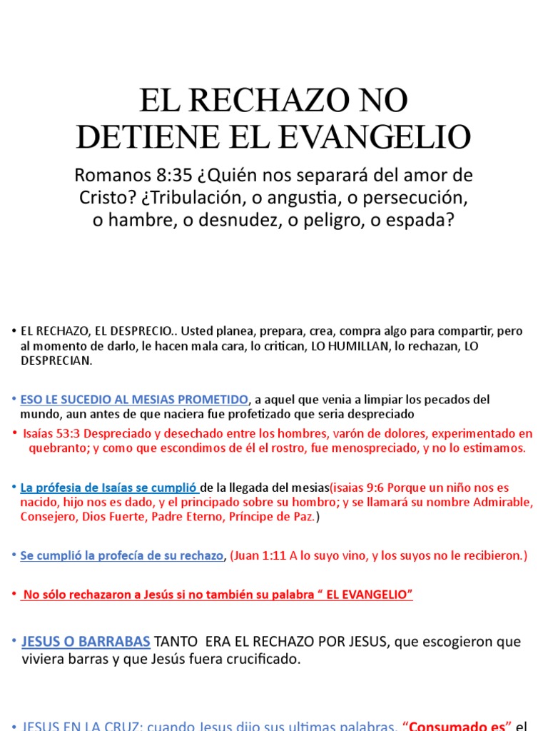 El Rechazo No Dentendra El Evangelio Pdf Evangelios Jesús