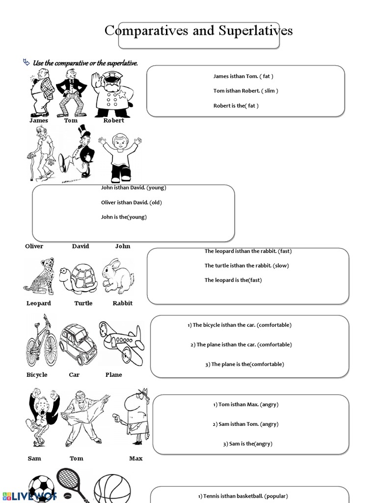Comparative and Superlative Worksheet | PDF