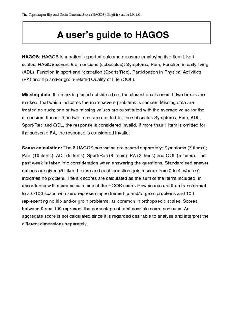 A User's Guide To HAGOS: Problem | Download Free PDF | Likert Scale