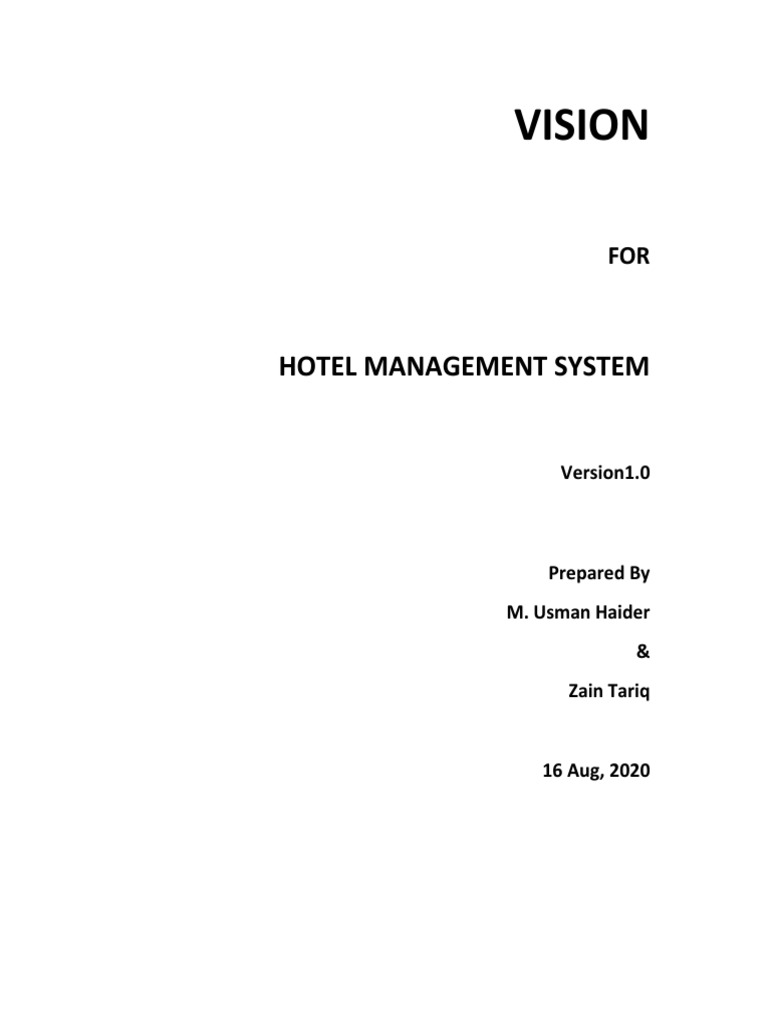 SRS & Vision of Hotel Management System | PDF | Databases | Microsoft ...