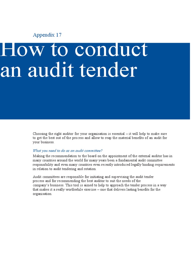 17 How To Conduct An Audit Tender | PDF | Internal Control | Audit