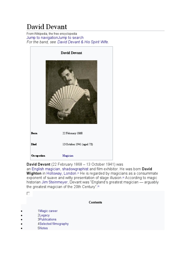 David Devant: Jump To Navigationjump To Search | PDF | Magic (Illusion ...